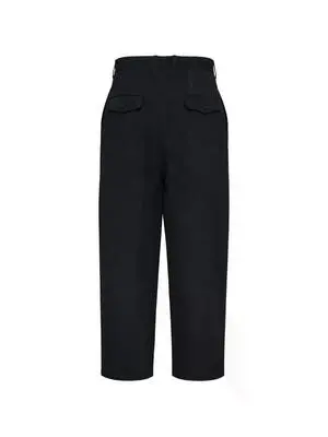 Junya Watanabe Garment-dyed Pleated Cropped Trousers
