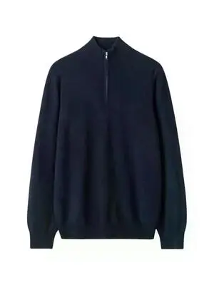 Soft Goat Half-zip Cashmere Sweater - Blue