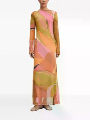 NEVER FULLY DRESSED Abstract-print Midi Dress - Orange