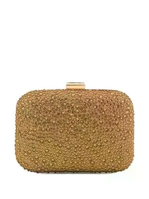 GEMY MAALOUF Crystal-embellished Crepe Clutch Bag - Gold