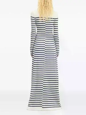 JEAN PAUL GAULTIER Asymmetrical Neck Marinière Dress - White