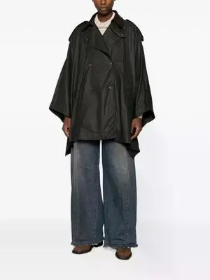 VICOLO Double-breasted Waxed Cape With Corduroy Collar