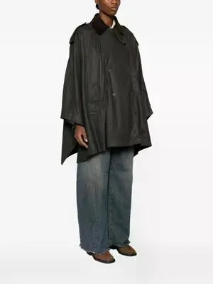 VICOLO Double-breasted Waxed Cape With Corduroy Collar