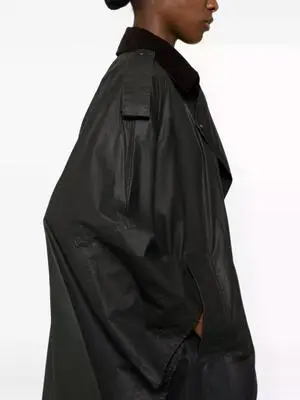VICOLO Double-breasted Waxed Cape With Corduroy Collar