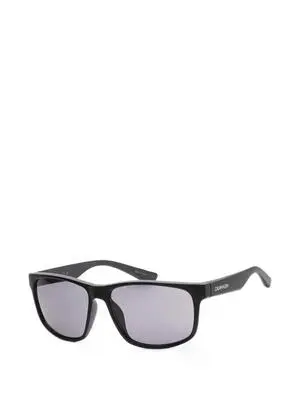 Calvin Klein Matte-finish Rectangle-frame Sunglasses - Black