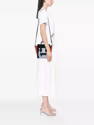 Celine Nano Luggage Tote Satchel In Nubuck And Drummed Calfskin - White