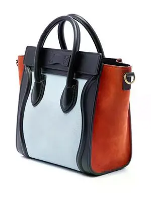 Celine Nano Luggage Tote Satchel In Nubuck And Drummed Calfskin - White