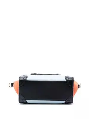 Celine Nano Luggage Tote Satchel In Nubuck And Drummed Calfskin - White