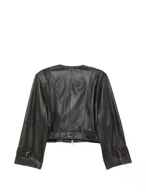 ALYSI Belted Leather Jacket