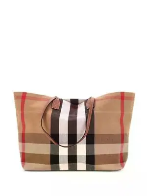 Burberry Soft House Check Canvas Medium Tote Bag - Brown