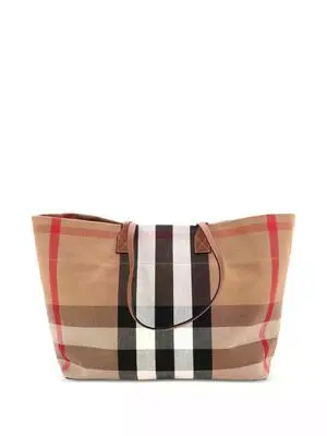 Burberry Soft House Check Canvas Medium Tote Bag - Brown