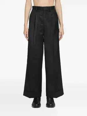 Junya Watanabe Pleated Pinstriped Trousers - Black