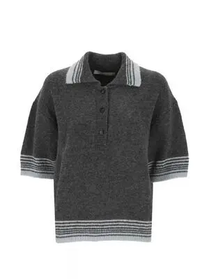 TELA Striped-trim Polo Top