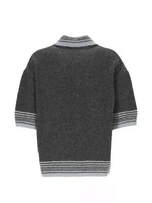 TELA Striped-trim Polo Top