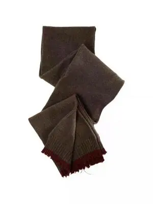 UMA WANG Fringed Ribbed-trim Scarf - Brown