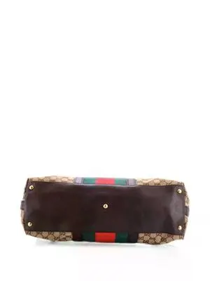 Gucci Rania Convertible Top Handle Bag Web Gg Canvas Medium Tote Bag