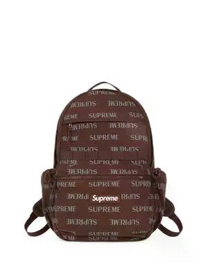 Supreme All-over Logo Print Backpack - Brown