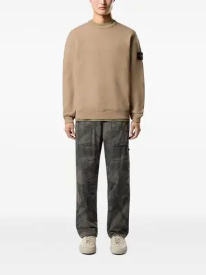 Stone Island Cotton Crewneck Sweatshirt With Logo Patch - Brown
