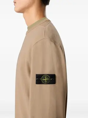 Stone Island Cotton Crewneck Sweatshirt With Logo Patch - Brown