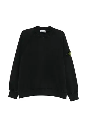 Stone Island Cotton Crewneck Sweatshirt With Logo Patch - Black