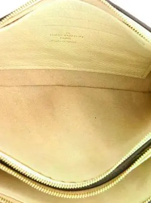LOUIS VUITTON Double Zip Pochette Monogram Empreinte Leather Clutch Bag - Neutrals