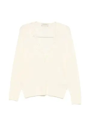 Ermanno Scervino Wool V-necked Sweater - White