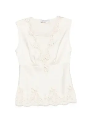 Ermanno Scervino Lace Trim V-neck Tank Top