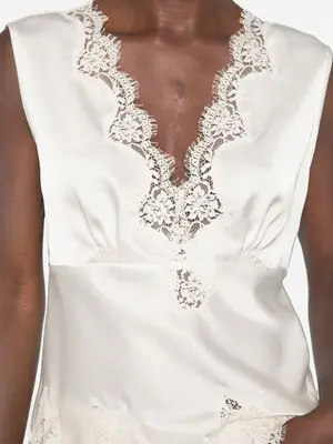 Ermanno Scervino Lace Trim V-neck Tank Top
