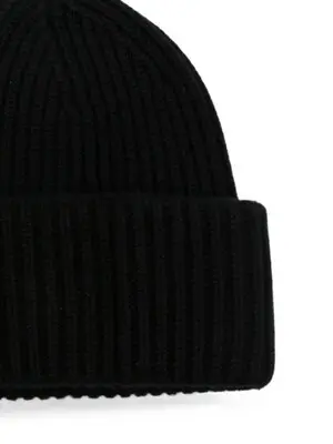 Soft Goat Ribbed Knit Wool Beanie