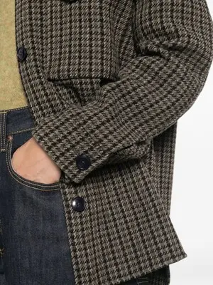 Closed Houndstooth Wool Shirt Jacket - Green