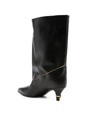Versace Leather High Heel Boots - Black