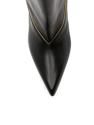 Versace Leather High Heel Boots - Black