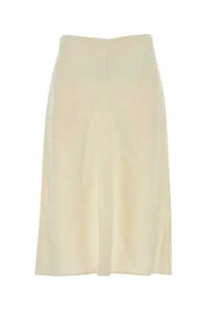 Bottega Veneta Cream Satin Wool-blend Lined Skirt