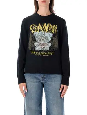 GANNI Graphic Intarsia Crewneck Sweater