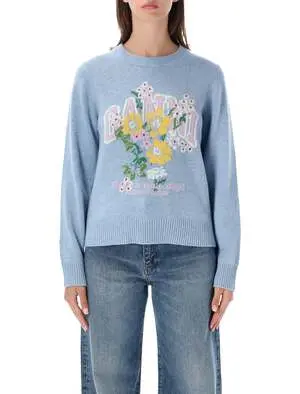 GANNI Floral Graphic Crewneck Sweater