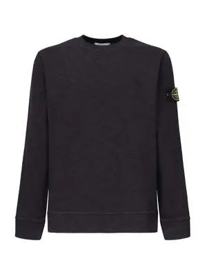 Stone Island Crewneck Sweatshirt With Badge Patch - Blu