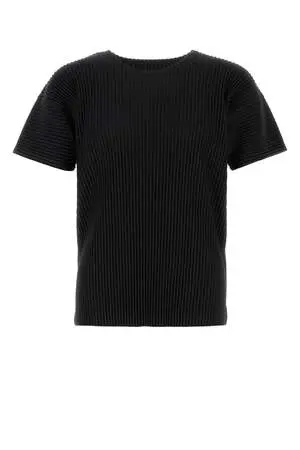 Issey Miyake Pleated Knit Top - Black