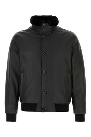 MOORER Leather Bomber Jacket With Nylon Lining