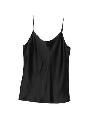 Max Mara Silk Satin Top With Slightly Rounded Neckline, Thin Straps & Straight Hem