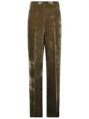 PAROSH Viscose Silk Velvet-effect Pants - Beige