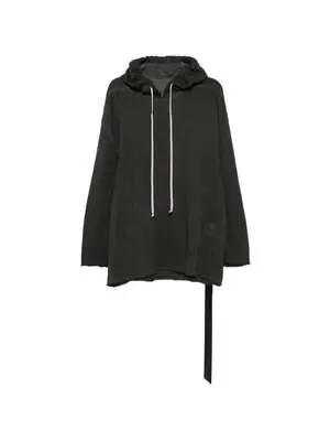 Rick Owens Distressed Drawstring Oversized Cotton Hoodie
