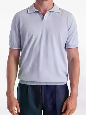 GRAN SASSO Tipped-trim Open-collar Polo Shirt