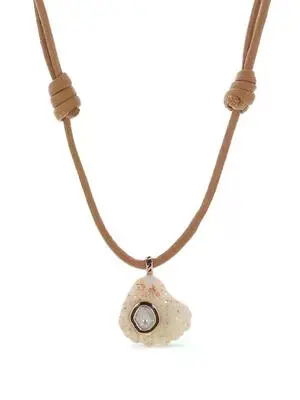 DEZSO Diamond And Shell Pendant Necklace - Neutrals