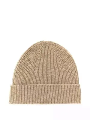 BALLANTYNE Ribbed Cashmere Beanie Hat - Neutrals