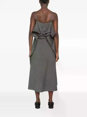 Sacai Layered Detail Sleeveless Midi Dress - Grey