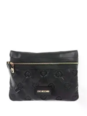 Moschino Heart-embossed Quilted Clutch Bag