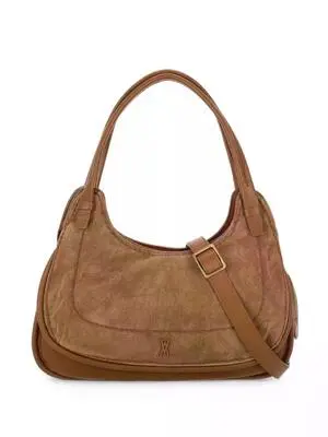 VISONA` Suede-panelled Grained-leather Shoulder Bag - Brown