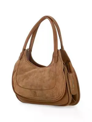VISONA` Suede-panelled Grained-leather Shoulder Bag
