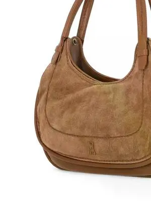 VISONA` Suede-panelled Grained-leather Shoulder Bag
