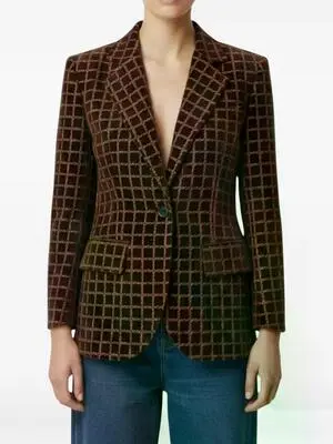 Dior 1992-1993 Check-pattern Blazer - Brown